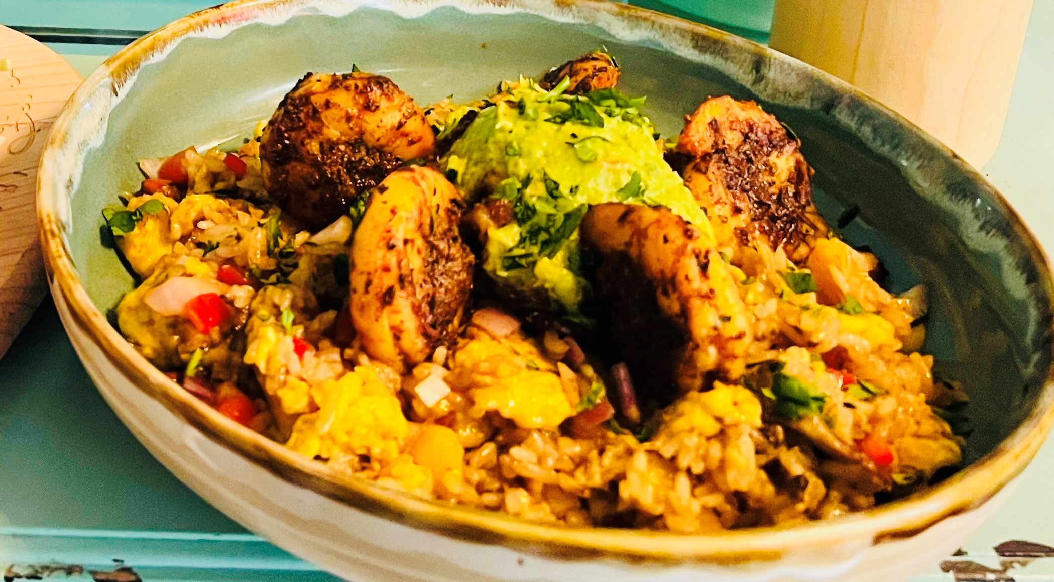 CUBAN FRIED GUACAMOLE RICE - Charlie and Friends